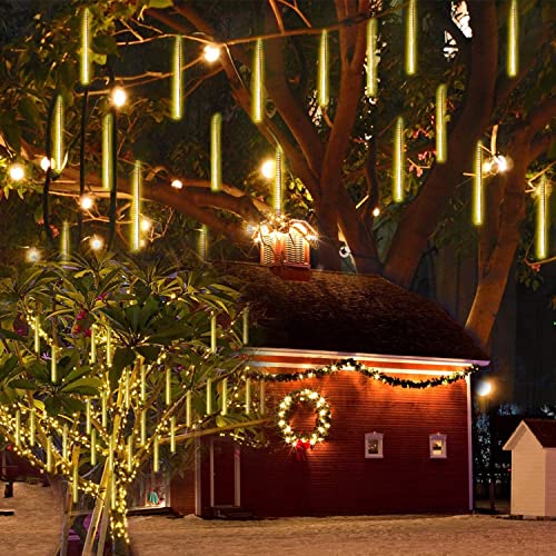 Meteor Shower Lights Christmas Lights 1080 LED Meteor Lights Waterproof 20 inch 20 Tubes Cascading Falling Raindrop Lights for Holiday Wedding New Year Party Garden Christmas Tree Decor (2 Packs)