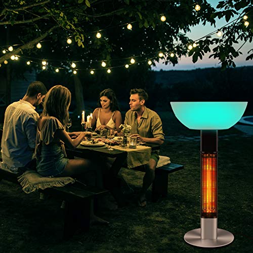 Antarctic Star 1500W Outdoor Electric Infrared Patio Heater, Freestanding Infrared Heater with Adjustable LED Light,Remote Control, Waterproof and Tip Over Protection for Patio,Lawn and Garden