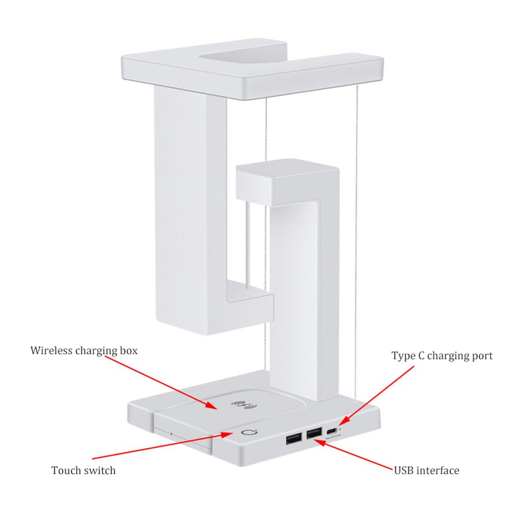 2024 New LED Desk lamp with Wireless Charger, Suspension Style Sensor Cabinet Lamp, Anti-Gravity Small Night Lamp, Wireless USB Charging Bedroom Sleep Light Reading Light Table Lamp1