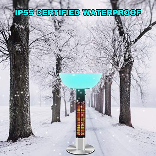 Antarctic Star 1500W Outdoor Electric Infrared Patio Heater, Freestanding Infrared Heater with Adjustable LED Light,Remote Control, Waterproof and Tip Over Protection for Patio,Lawn and Garden