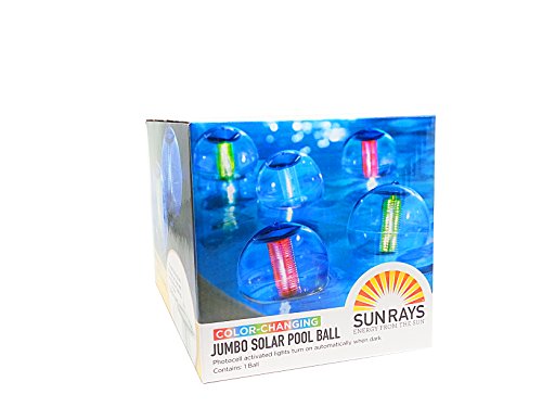 SunRays Jumbo Solar Color Changing Swimming Pool Lighting Ball, 6.5 inches Diameter –Floating or Hanging Light for Pool Hot Tub Garden Outdoor Landscape