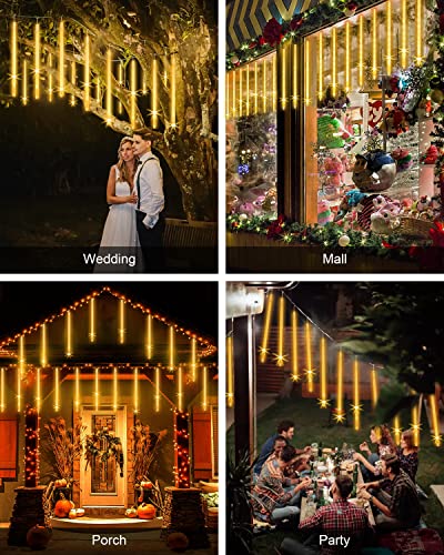 Meteor Shower Lights Christmas Lights 1080 LED Meteor Lights Waterproof 20 inch 20 Tubes Cascading Falling Raindrop Lights for Holiday Wedding New Year Party Garden Christmas Tree Decor (2 Packs)