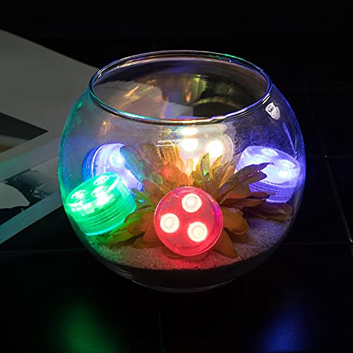 EMVANV Submersible Led Lights, Mini Underwater Light 3 LED RGB Tea Lights Candles, Hot Tub Pond Lights with Remote for Fountain Aquariums Vase Garden Party(6pcs)