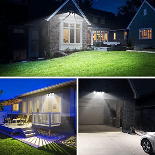 iMaihom Solar Flood Lights Outdoor, 2500LM 202 LED Security Lights, 3 Heads Motion Sensor Lights with Remote Control, IP65 Waterproof, 270°Wide Angle Flood Wall Lights for Yard Porch Garden, 2 Pack