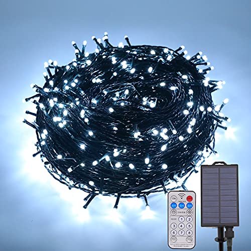 GNIXLING 393.7ft 1000 LED White Christmas Lights Outdoor, Waterproof Solar String Lights for Wedding Garden Patio Restaurant Hotel Commercial Building Shopping Center Christmas. (White)