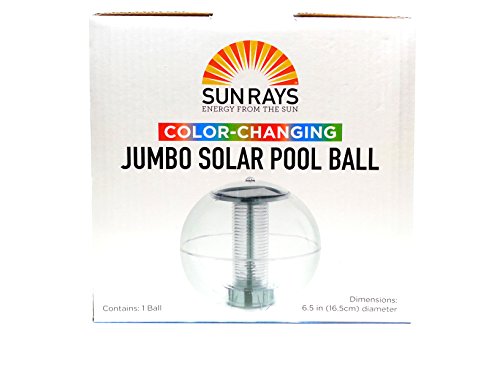 SunRays Jumbo Solar Color Changing Swimming Pool Lighting Ball, 6.5 inches Diameter –Floating or Hanging Light for Pool Hot Tub Garden Outdoor Landscape