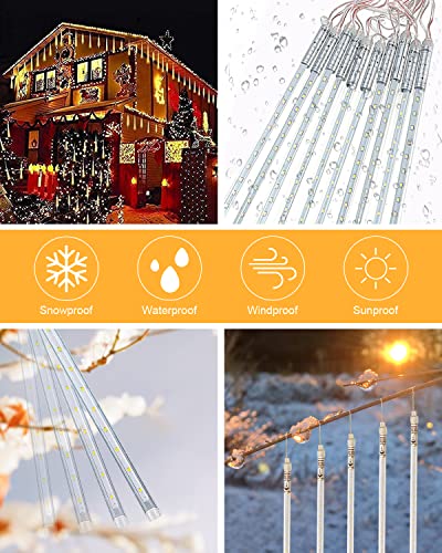 Meteor Shower Lights Christmas Lights 1080 LED Meteor Lights Waterproof 20 inch 20 Tubes Cascading Falling Raindrop Lights for Holiday Wedding New Year Party Garden Christmas Tree Decor (2 Packs)