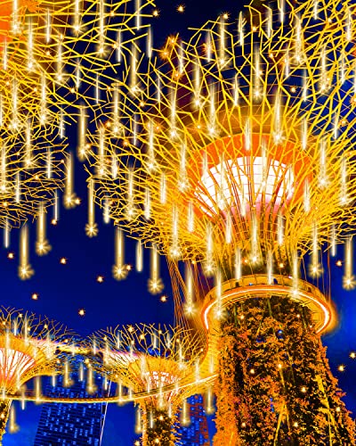 Meteor Shower Lights Christmas Lights 1080 LED Meteor Lights Waterproof 20 inch 20 Tubes Cascading Falling Raindrop Lights for Holiday Wedding New Year Party Garden Christmas Tree Decor (2 Packs)
