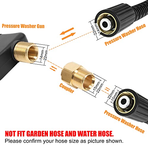 BEETRO High Pressure Washer Gun 4350PSI, Car Washer Gun with 5 Nozzles and M 22 Brass Coupler for Pressure Power Washers