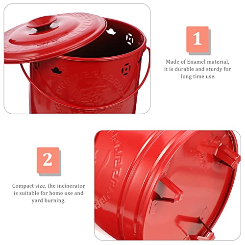 DOITOOL Burn Barrel Incinerator Can: Metal Garden Incinerator Fire Bin Enamel Burn Bin Stainless Steel Incinerator Burn Barrel Incinerator Cage Ash Bucket Fire Pit Wood Burning Pit