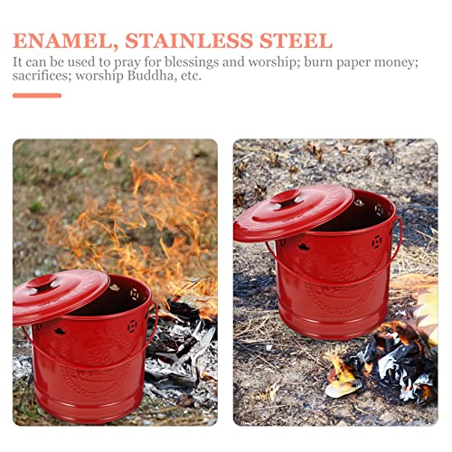 DOITOOL Burn Barrel Incinerator Can: Metal Garden Incinerator Fire Bin Enamel Burn Bin Stainless Steel Incinerator Burn Barrel Incinerator Cage Ash Bucket Fire Pit Wood Burning Pit