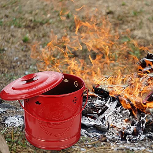 DOITOOL Burn Barrel Incinerator Can: Metal Garden Incinerator Fire Bin Enamel Burn Bin Stainless Steel Incinerator Burn Barrel Incinerator Cage Ash Bucket Fire Pit Wood Burning Pit