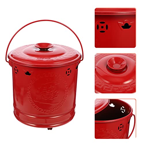DOITOOL Burn Barrel Incinerator Can: Metal Garden Incinerator Fire Bin Enamel Burn Bin Stainless Steel Incinerator Burn Barrel Incinerator Cage Ash Bucket Fire Pit Wood Burning Pit