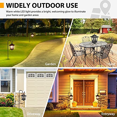 37.4 Inch 2 Pack Metal Hanging Solar Pathway Lights 20 Lumen, Aluminum Solar LED Lights Anti-Frost Waterproof with 2 Shepherd Hooks Outdoor Decorative,Edison LED Bulb