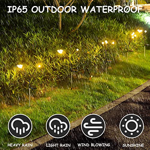 valktech Solar Garden Firefly Lights Solar Swaying Light, Sway by Wind, Solar Outdoor Lights, Yard Patio Pathway Decoration, High Flexibility Iron Wire & Heavy Bulb Base, Warm White(4 Pack)