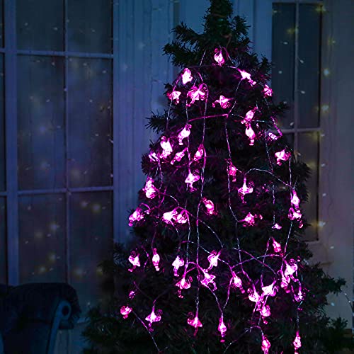 Battery String Lights Pink Crystal Flamingo Lights 30.5ft 60 LED Waterproof Outdoor String Lights, 8 Lighting Modes Battery Twinkle Lights, Patio Garden Wedding Christmas Flamingo Party Decorations