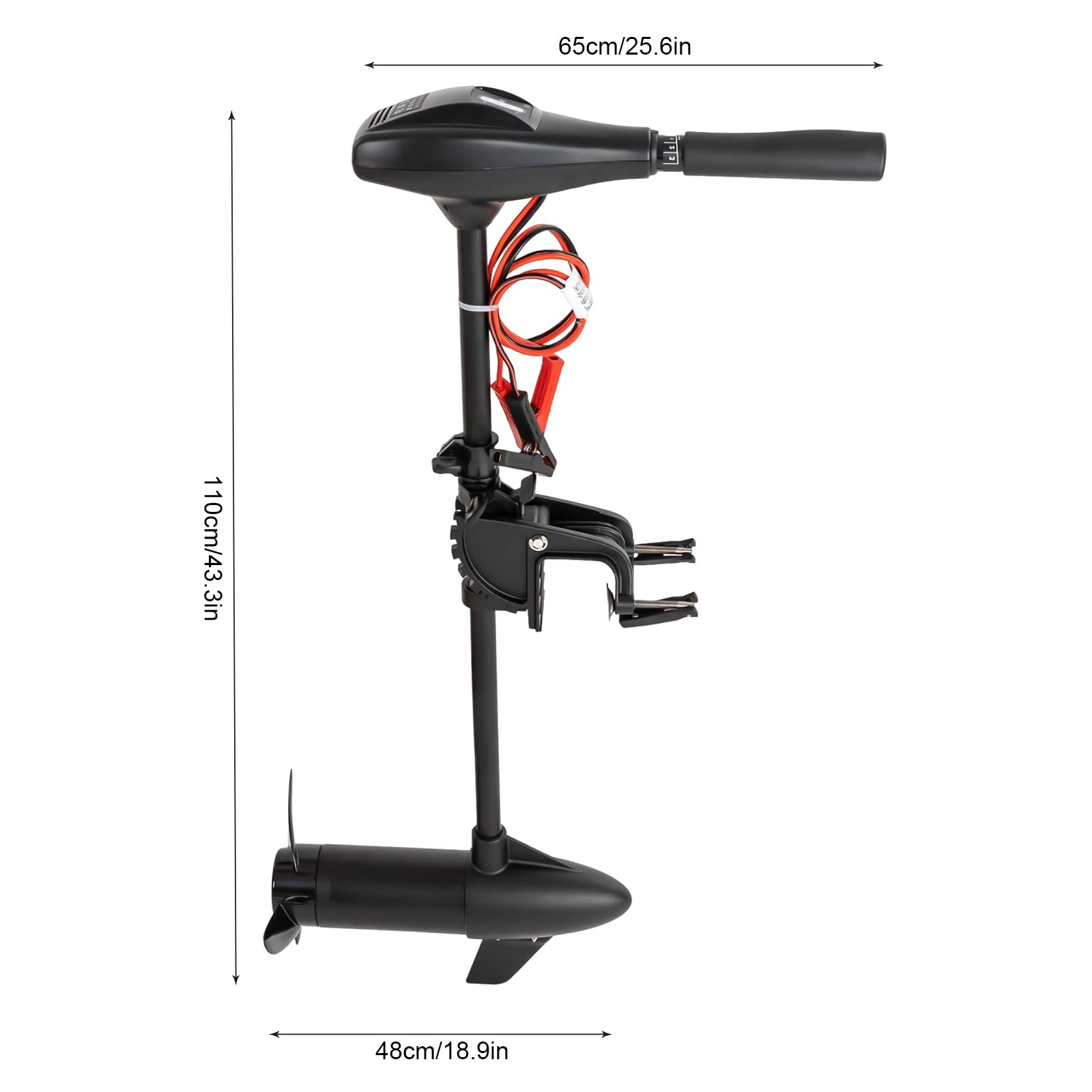 58LB Thrust Transom Mounted Saltwater Electric Trolling Motor, Outboard Boat Engine with Power Propeller for Heavy Duty Inflatable Fishing Boats