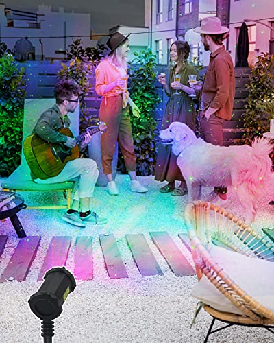 Lunmore Firefly Garden Lights Star Projector Laser Christmas Lights with Colorful LED Background Light