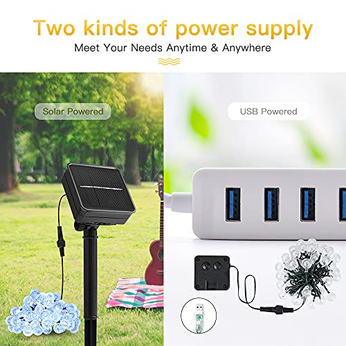 Beauthard Solar String Lights Outdoor,60 Led 35.6 Ft Lights with 8 Lighting Modes,Outdoor String Lights,Waterproof Solar Patio Outside Lights for Garden Yard Home Wedding Party Decoration(Pure White)
