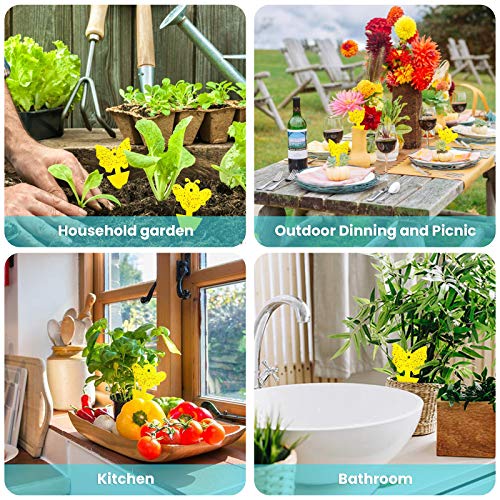 NiHome 48-Pack Yellow Sticky Traps with Twist Ties Indoor & Outdoor Plant Bug Fly Glue Catcher Nontoxic Odorless for Home Garden (Flower)