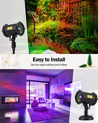 Lunmore Firefly Garden Lights Star Projector Laser Christmas Lights with Colorful LED Background Light