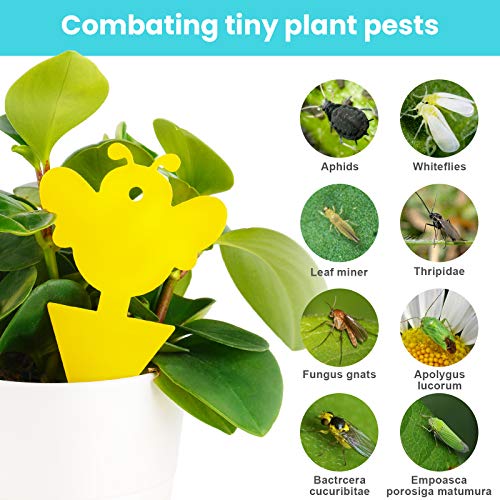NiHome 48-Pack Yellow Sticky Traps with Twist Ties Indoor & Outdoor Plant Bug Fly Glue Catcher Nontoxic Odorless for Home Garden (Flower)