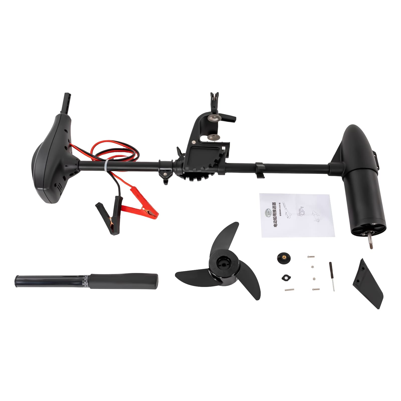 58LB Thrust Transom Mounted Saltwater Electric Trolling Motor, Outboard Boat Engine with Power Propeller for Heavy Duty Inflatable Fishing Boats