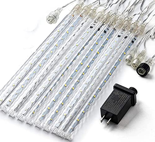 Misopily Meteor Shower Lights,Outdoor String Lights Christmas Lights,11.8 Inches 10 Tubes 240 LED Falling Rain Lights IP 67 Waterproof for Christmas Tree Decor Garden Yard,Blue