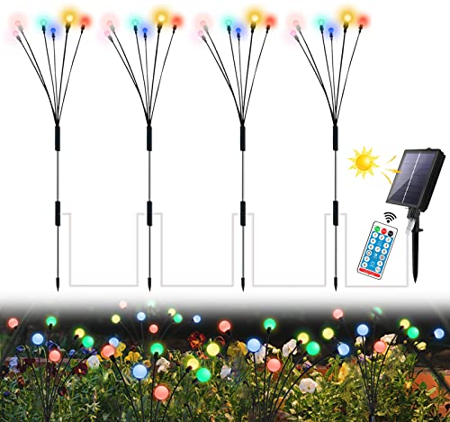 Upgraded Solar Garden Lights, 4 Pack Solar Powered Firefly Lights Outdoor Waterproof, Multicolor Solar Swaying Light for Outdoor Yard Patio Walkway Decor