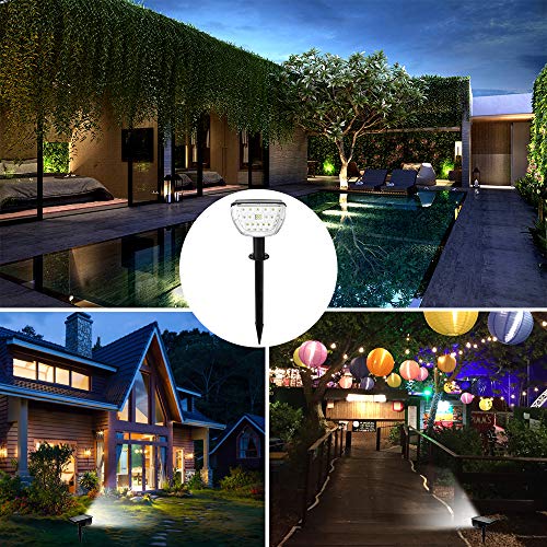 Solar Outdoor Spot Lights, [2 Pack/32 LED] IP67 Waterproof Landscape Spotlights, 3 Modes Wireless Solar Powered Garden Lights for Yard Garden Driveway Porch Patio (Warm White)