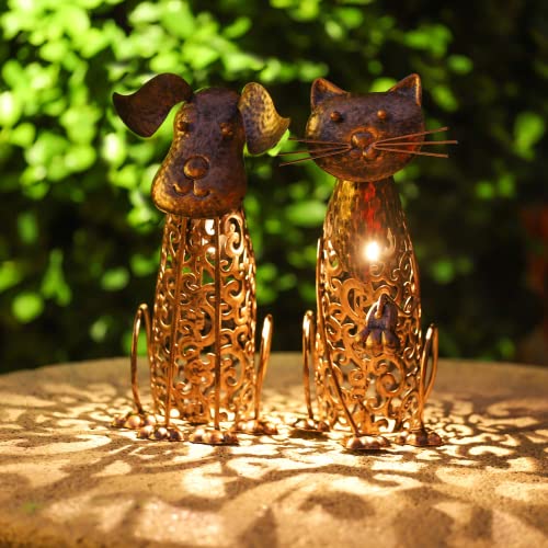 Cat and Dog Solar Garden Decor LED Lights, Nature's porter Outdoor Lights for Yard Patio Lawn Landscape Pathway Decorations, Wonderful Gift for Friends