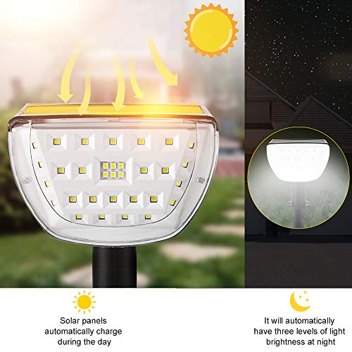 Solar Outdoor Spot Lights, [2 Pack/32 LED] IP67 Waterproof Landscape Spotlights, 3 Modes Wireless Solar Powered Garden Lights for Yard Garden Driveway Porch Patio (Warm White)