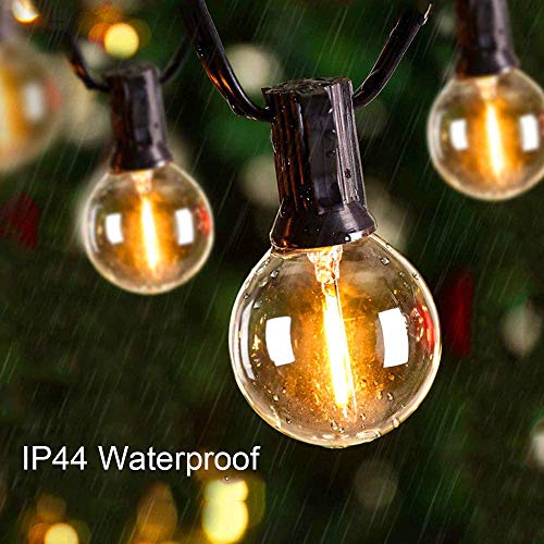 100 Feet Solar String Lights Outdoor Patio Lights Solar Powered Waterproof G40 Globe Hanging Lights with 50 LED Shatterproof Bulbs for Backyard Balcony Bistro Garden Solar Patio Light String Lights