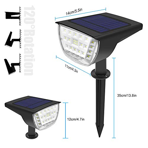 Solar Outdoor Spot Lights, [2 Pack/32 LED] IP67 Waterproof Landscape Spotlights, 3 Modes Wireless Solar Powered Garden Lights for Yard Garden Driveway Porch Patio (Warm White)