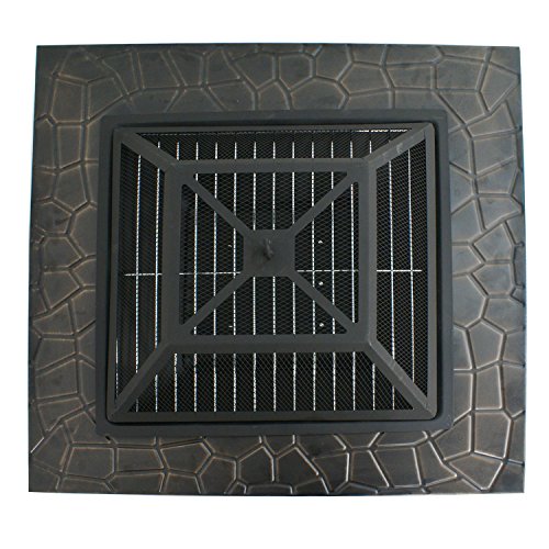 Nouva 32'' Outdoor Firepit Square Fire Pit Table with Waterproof Cover Wood Burning for Outside Backyard,Garden, Patio, Terrace,Camping,Barbecue