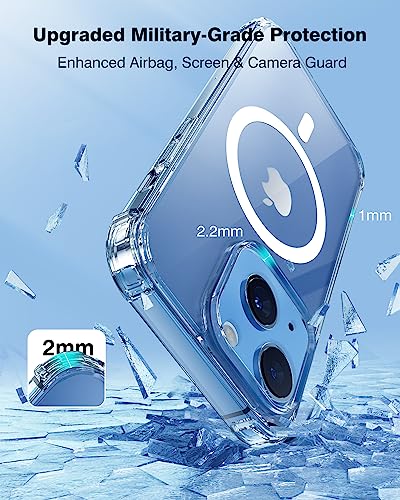 Dlinda 2-in-1 Compatible with iPhone 15 Magnetic Case Clear with Card Holder Leather, Compatible with Magsafe Wallet Case, Yellow Resistant & MIL-Grade Drop Tested, Midnight Black
