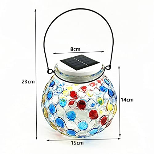 Solar Powered Mosaic Glass Garden Light, Outdoor LED Ball Solar Table Lights, Rechargeable Solar Outdoor Lights for Patio, Countryyard, Yard, Party Decorations (Warm White)