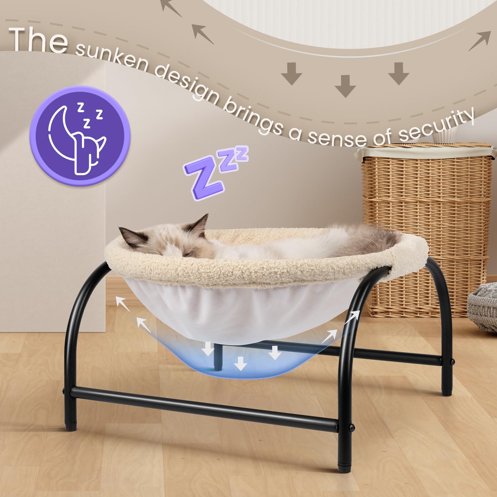 JUNSPOW Cat Bed Dog Bed Pet Hammock Bed Cat Sleeping Cat Supplies Pet Supplies Whole Wash Stable, Detachable, Breathable, Easy Assembly Indoors Outdoors, 16.9 in x 16.9 in x 9.5 in