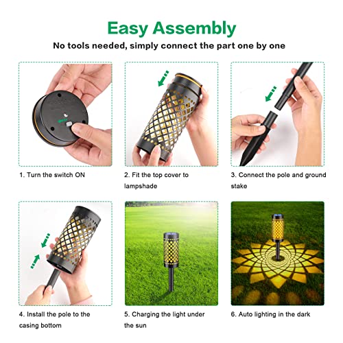 TomCare Solar Lights Outdoor Metal Upgraded Solar Pathway Lights Bright Solar Garden Lights Outdoor Decorative Waterproof Solar Powered Led Landscape Path Lighting for Patio Yard Lawn Walkway, 4Pack