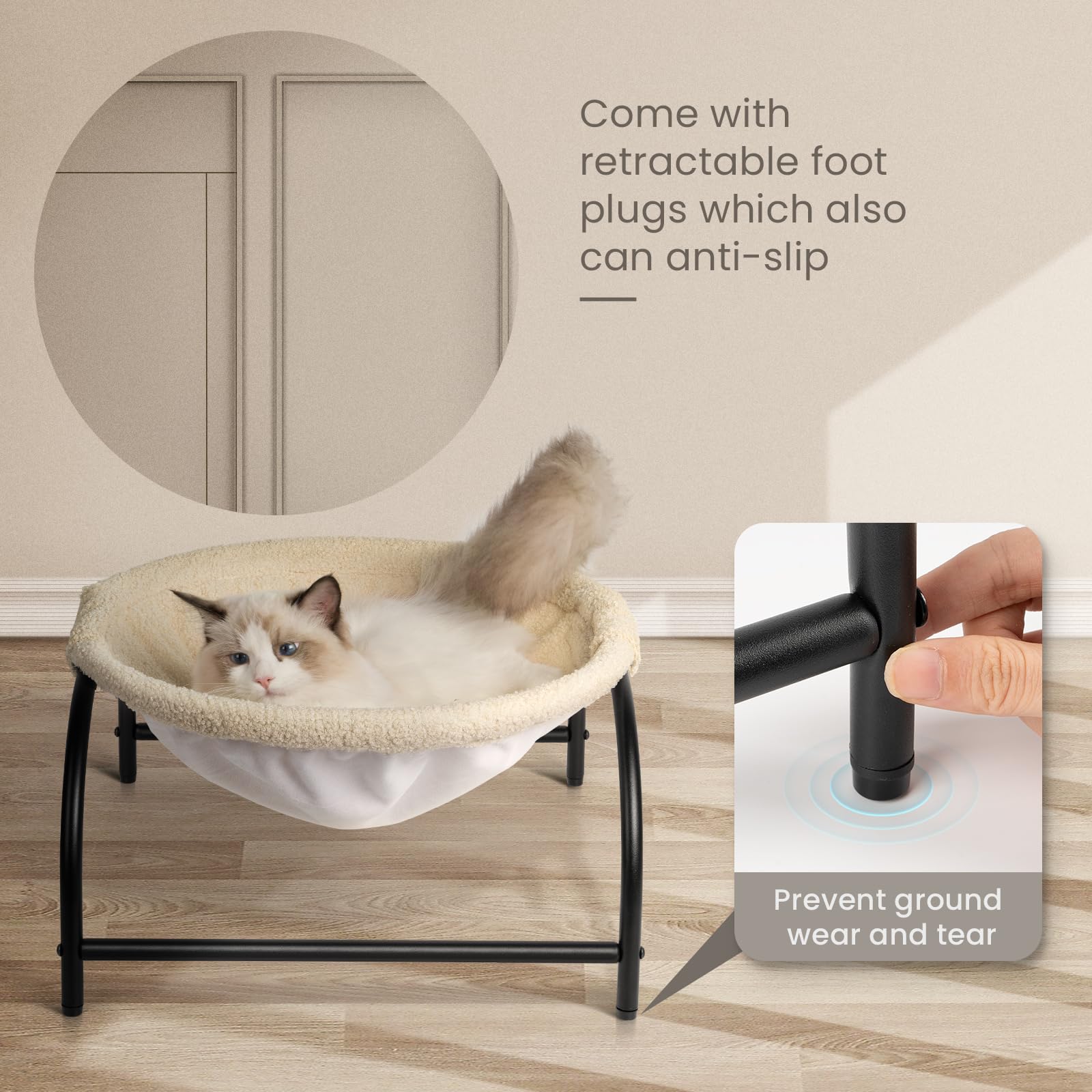 JUNSPOW Cat Bed Dog Bed Pet Hammock Bed Cat Sleeping Cat Supplies Pet Supplies Whole Wash Stable, Detachable, Breathable, Easy Assembly Indoors Outdoors, 16.9 in x 16.9 in x 9.5 in