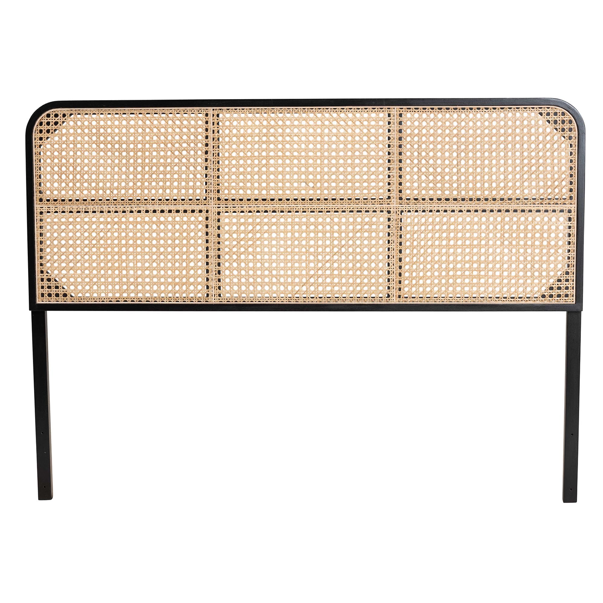 bali & pari Lainer Natural Rattan Headboard, Queen, Black