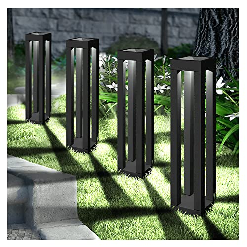 Solar Pathway Lights Outdoor Waterproof 19", 4 Pack Outdoor Floor Lamps Stainless Steel Decorative, Solar Path Lights for Walkway Pathway Yard Garden Patio Driveway