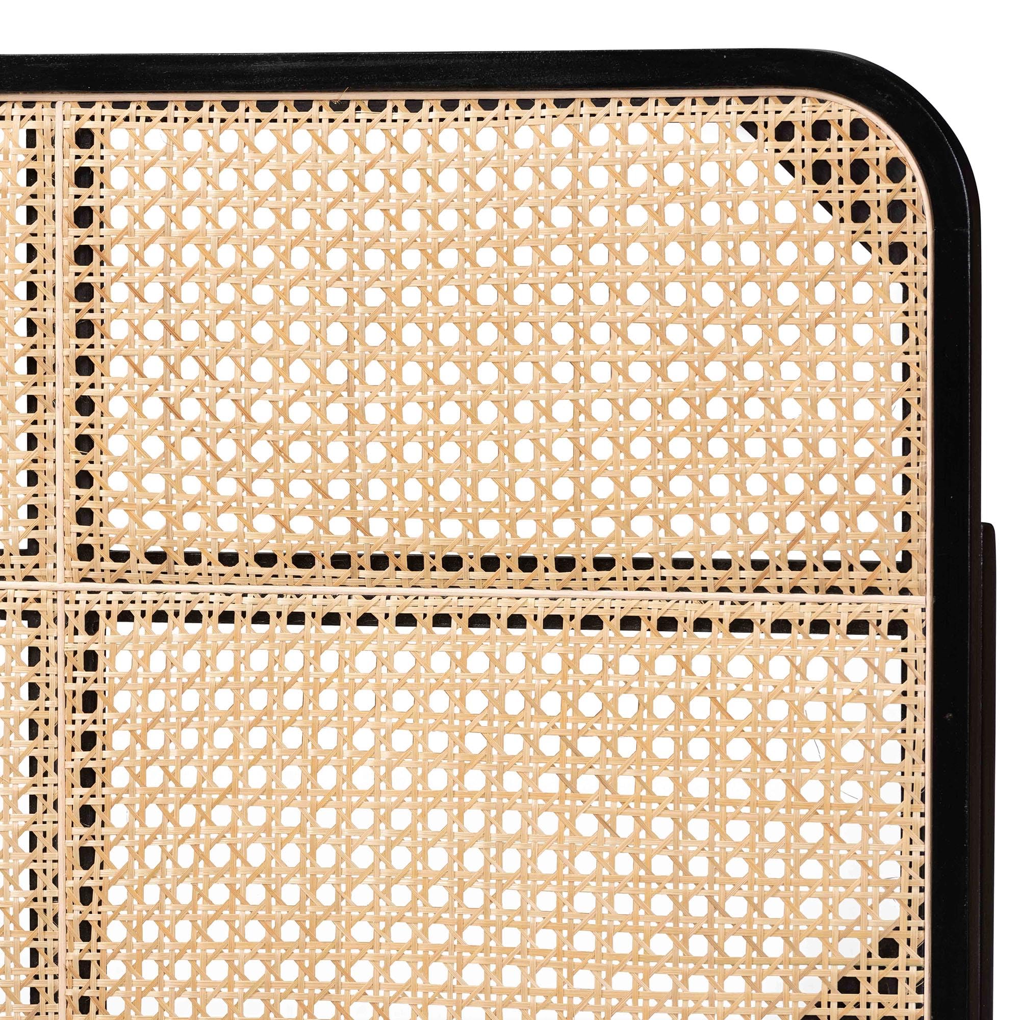 bali & pari Lainer Natural Rattan Headboard, Queen, Black