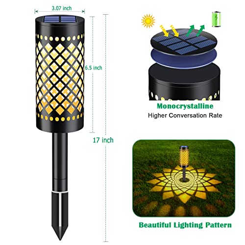TomCare Solar Lights Outdoor Metal Upgraded Solar Pathway Lights Bright Solar Garden Lights Outdoor Decorative Waterproof Solar Powered Led Landscape Path Lighting for Patio Yard Lawn Walkway, 4Pack