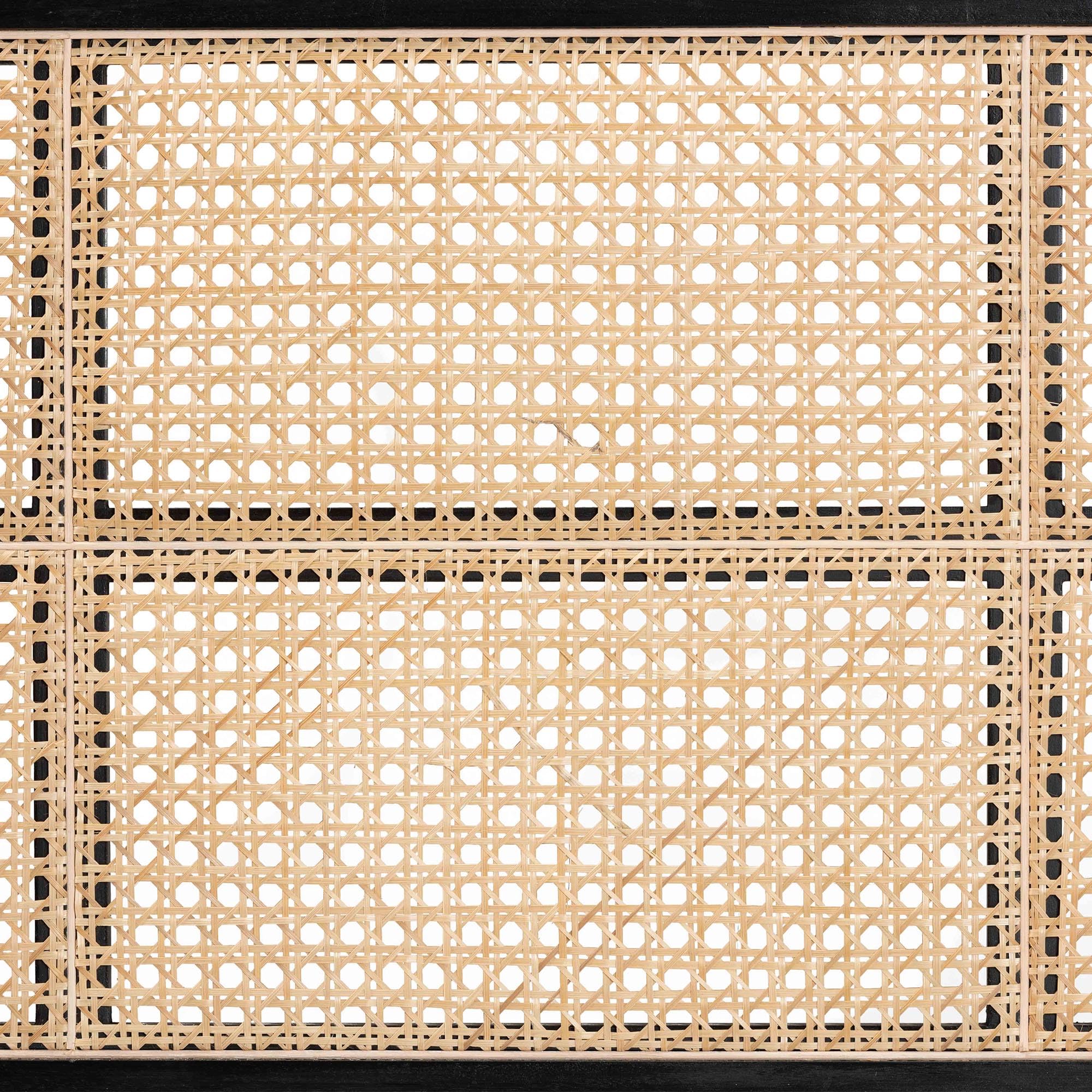 bali & pari Lainer Natural Rattan Headboard, Queen, Black