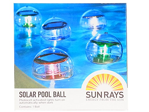 SunRays Solar Swimming Pool Lighting Ball, 4.3 inches Diameter –Floating or Hanging Light for Pool Garden Outdoor Landscape– White