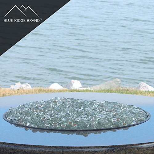Blue Ridge Brand Reflective Fire Pit Glass Beads - Professional Grade Fire Glass for Fire Pit - 3/4" Firepit Glass Rock - Glass Stones - Gas & Propane Fireplace Glass (10 Pound, Clear)