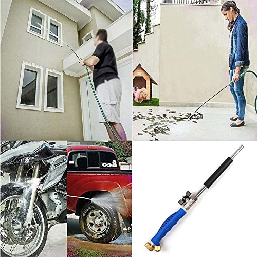 YunGuoGuo High Pressure Power Wash Hose Nozzle Attachment 30 Inches Extension Rod Blue,Hydro Jet Garden Watering Wand for Gutter Cleaning
