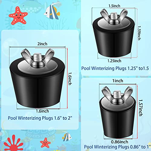 Tondiamo 3 Size Rubber Pool Plugs Pool Return Line Plugs Pool Plugs Skimmer Plugs Pool Plugs for Inground Pool Above Ground Pool (1 Inch, 1.5 Inch, 2 Inch)