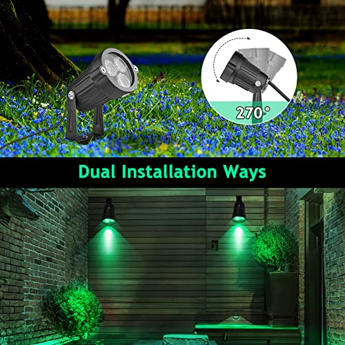 OurLeeme Spot Lights Outdoor - 3W LED Lawn Garden Flood Light Waterproof Landscape Lighting Low Voltage Landscape Lights Spotlights for Yard Green Light AC 85-265V